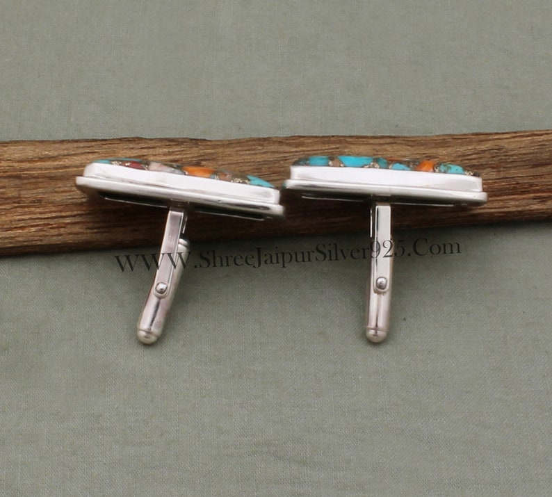 Oyster Copper Turquoise Silver Cufflink Mens Jewelry 925 - Etsy