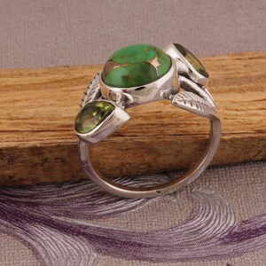 Combo Ring Composite TurquoisePeridot Gemstone's Ring | Etsy