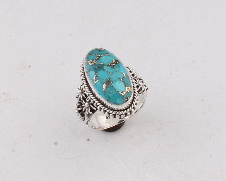 Turquoise Ring Solid Sterling Silver Ring Boho Ring | Etsy