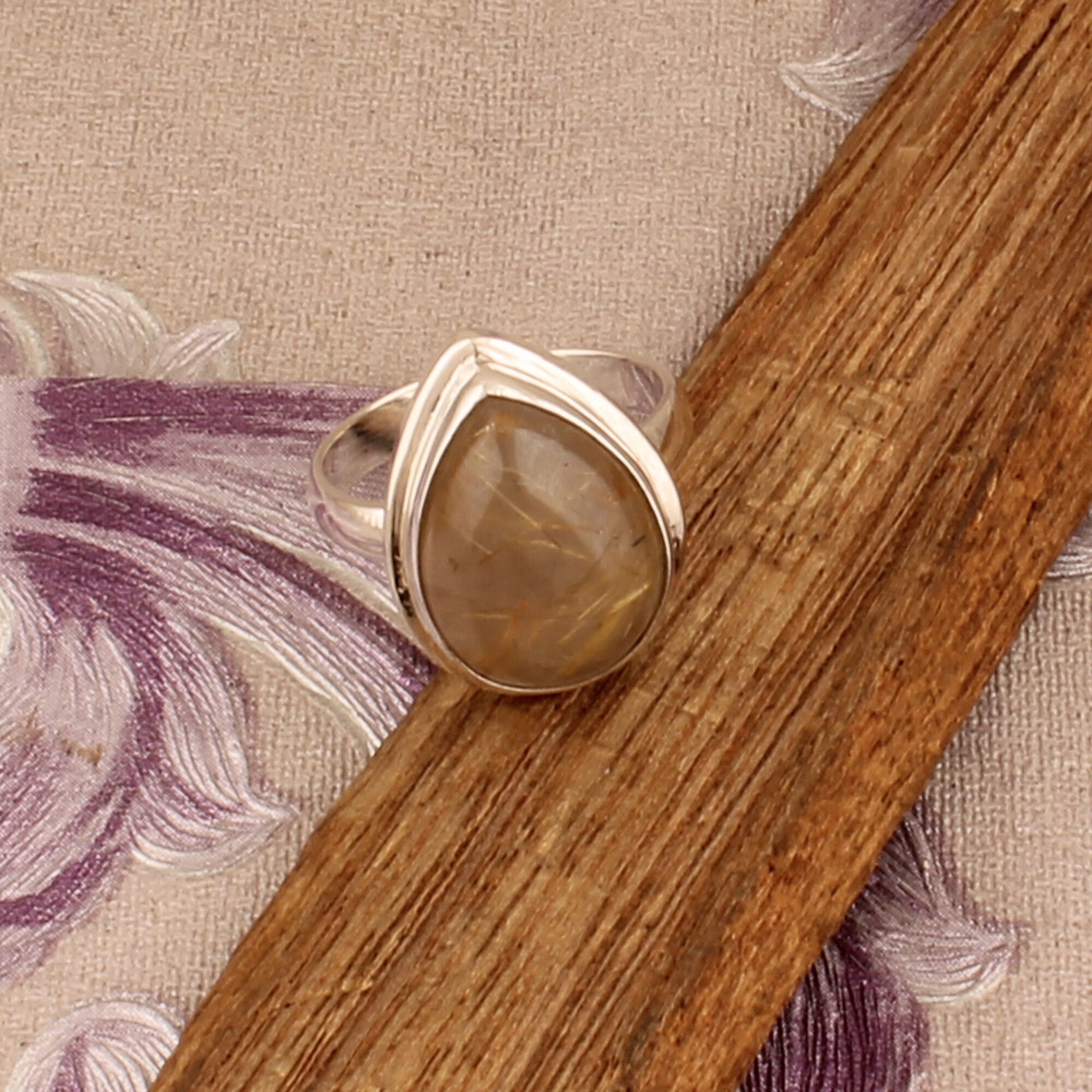AAA Quality Golden Rutile Gemstone Ring 925-antique Silver | Etsy