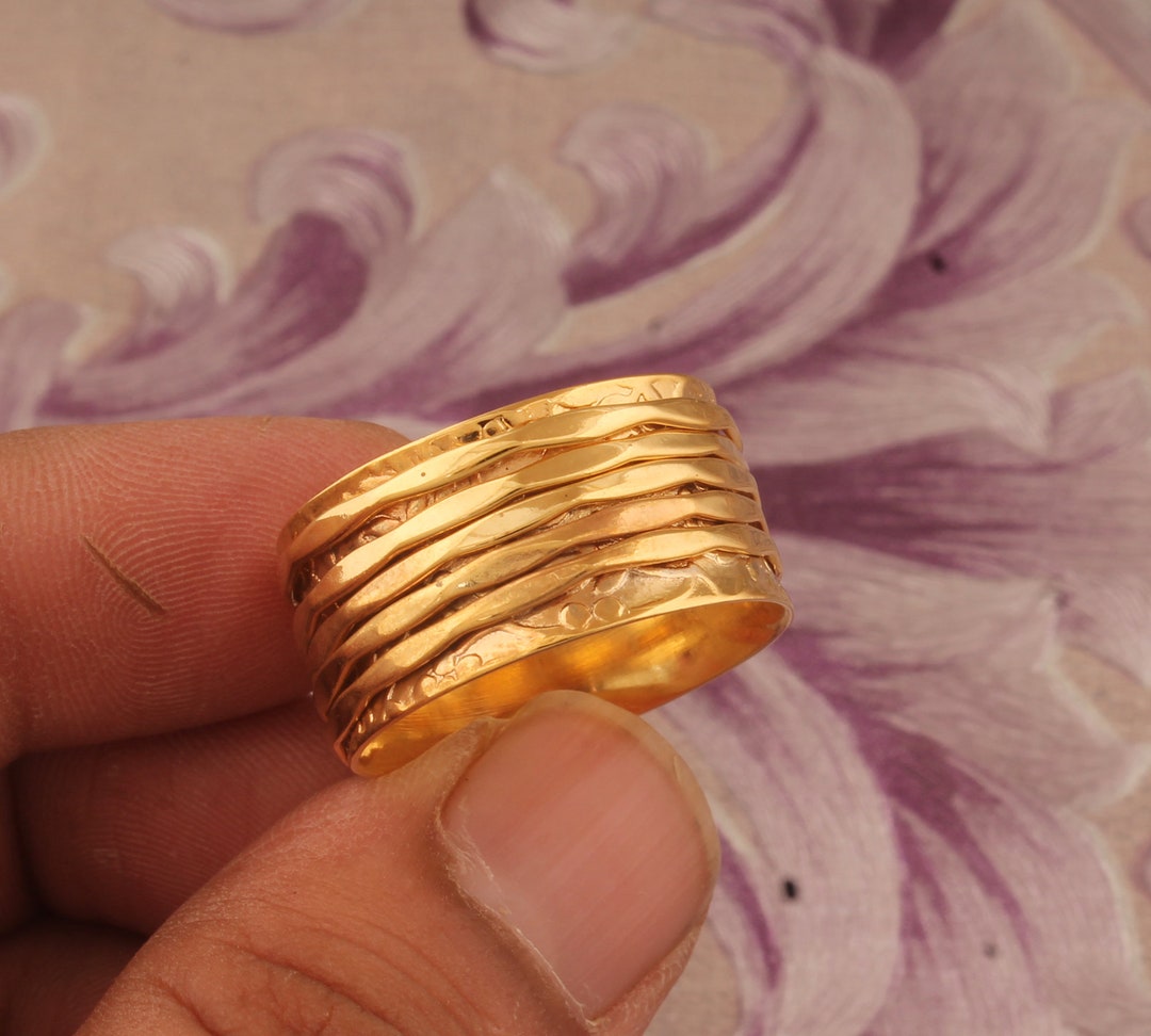 Spinner Ring - 22K Gold Plated Spinner Ring - Handmade Gold Spinner ...