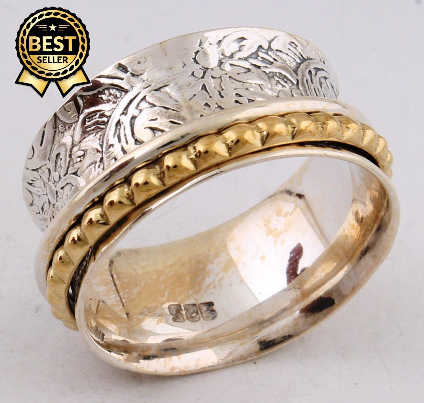 Big Size 925 Sterling Silver Ring SPINNER RING meditation - Etsy