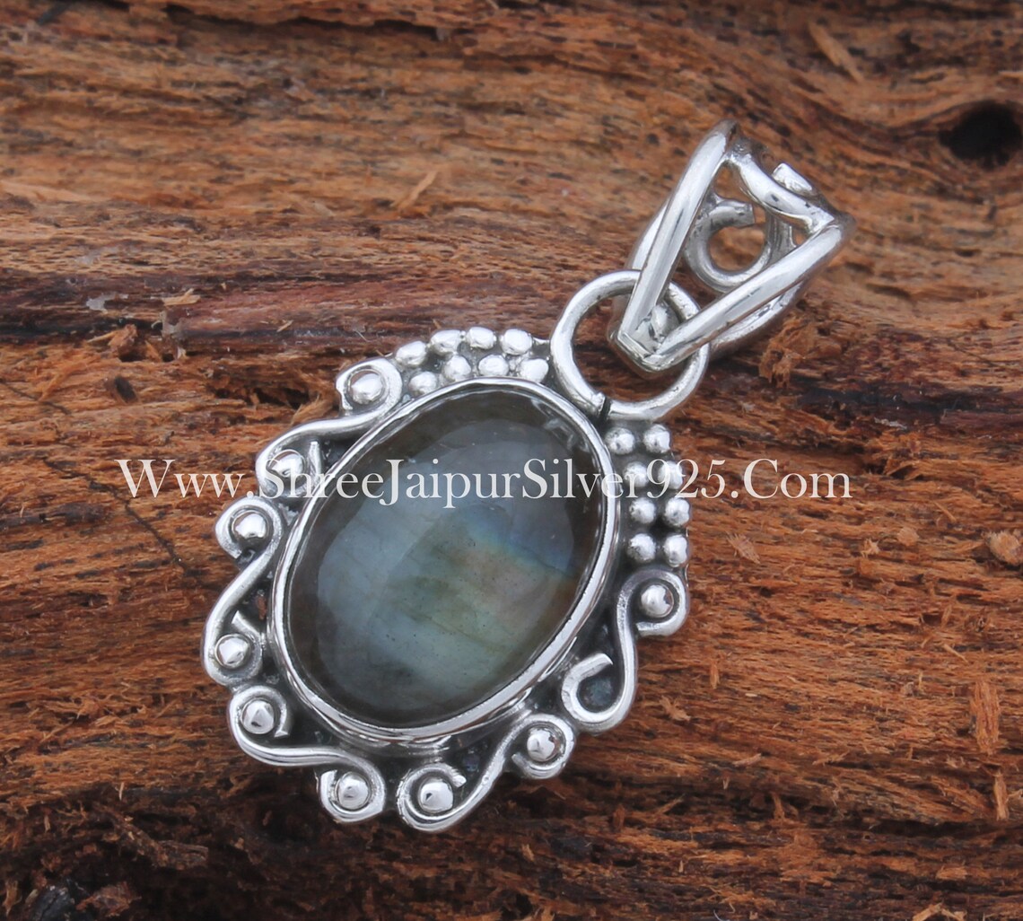 Labradorite Pendant 925 Sterling Silver Pendant Flashy - Etsy