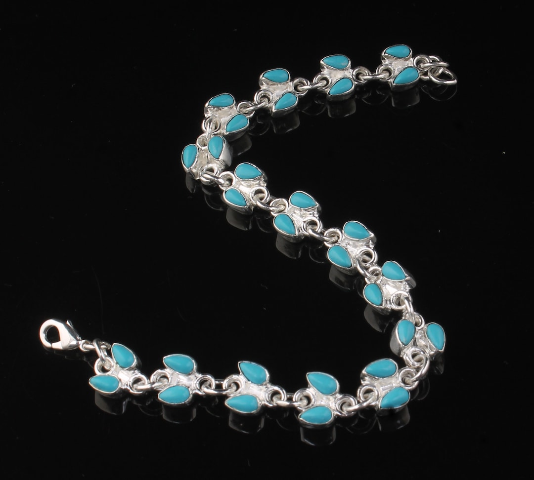 Solid Silver Turquoise Bracelet, 925 Sterling Silver Bracelet, Handmade ...