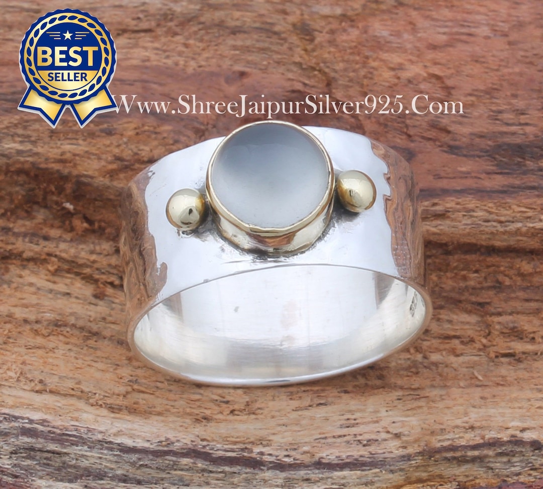 Natural Moonstone Band Ring Solid 925 Sterling Silver With - Etsy Canada