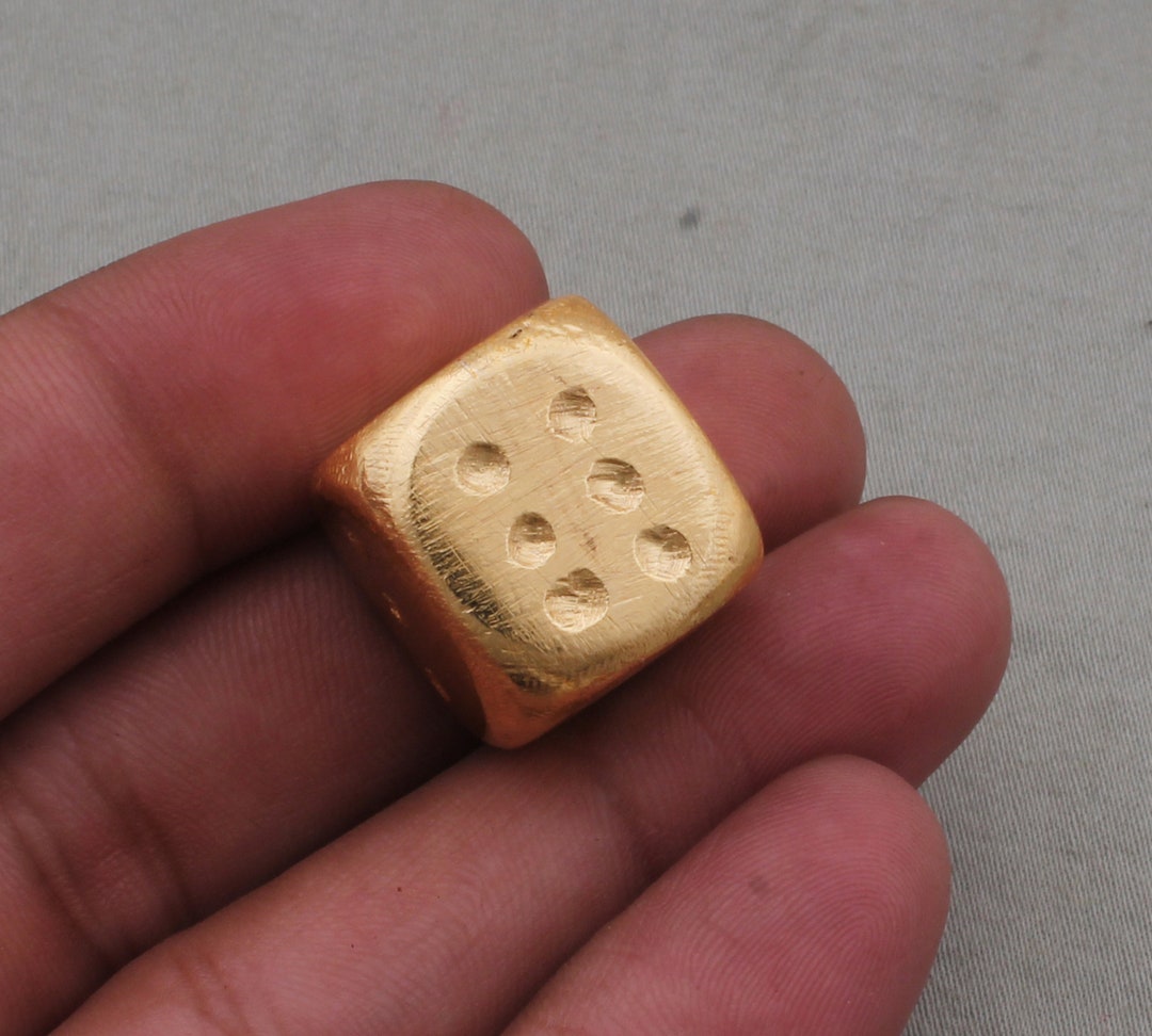 1D6 (1 Six Sided) Brass Metallic Dice Gold Plated Brass Deice RPG Tool ...