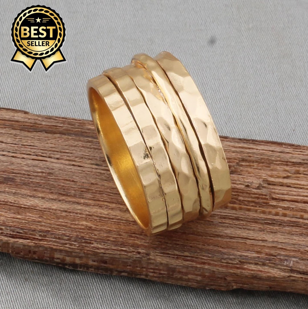 14K Gold Plated Spinner Ring. Men & Women Stainless Steel - Etsy