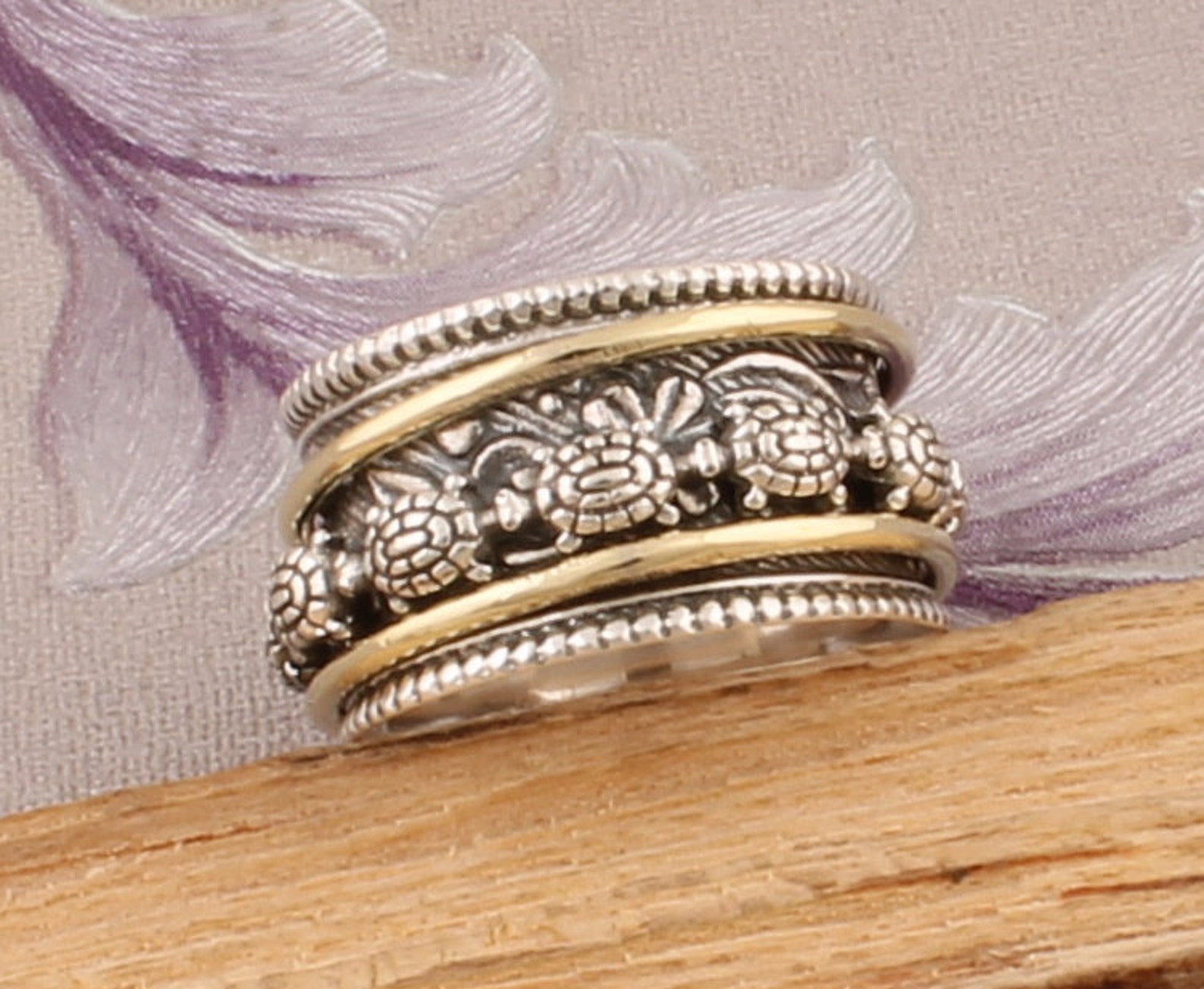 Band Spinner 925 Sterling Silver Ring SPINNER RING Two Tone - Etsy