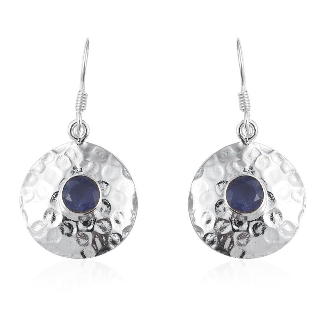 Round Shape Earring 925-sterling Solid Silver Earring Natural Blue ...