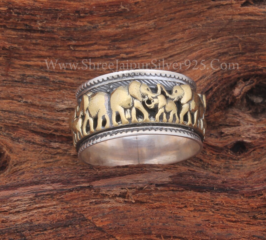 925 Silver Elephant Spinner Ring: Boho Thumb Ring - Etsy