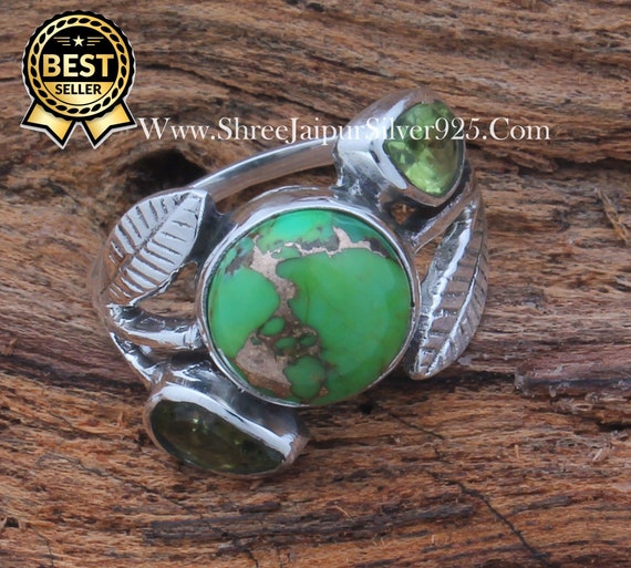 Combo Ring Composite Turquoiseperidot Gemstone's Ring - Etsy