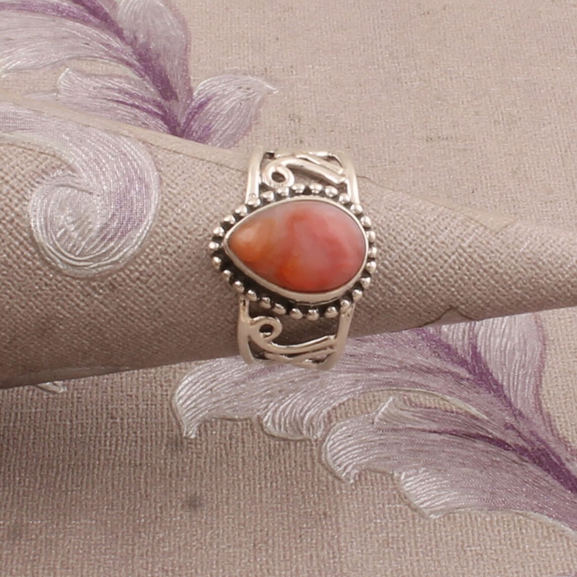 925 Sterling Solid Silver RingPink Color Gemstone Ring Top | Etsy