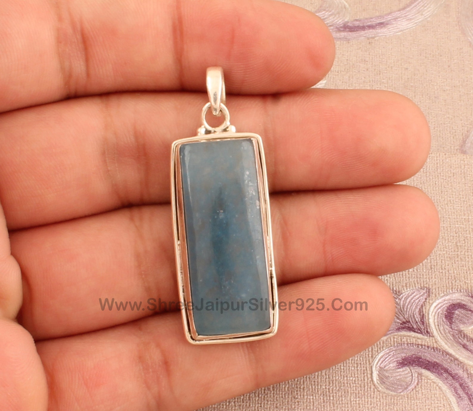 Blue Jade Gemstone Silver Necklace Pendant925 Sterling Silver - Etsy