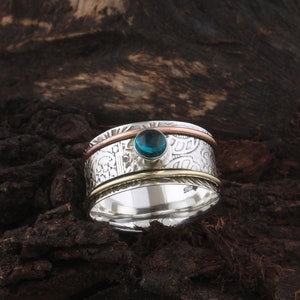 925 SOLID Sterling Silver Neon Gemstone Spinner Ring ...