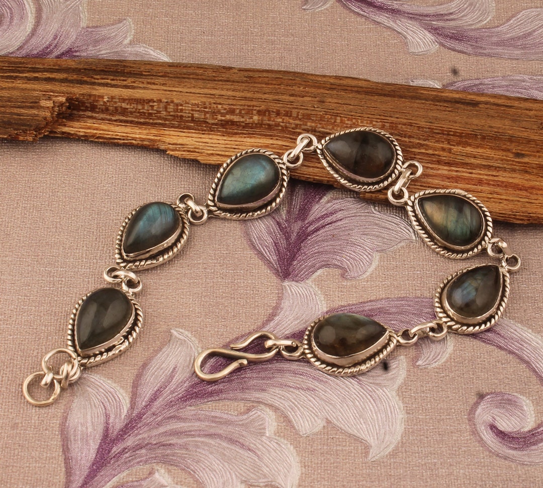 Labradorite Sterling Silver Bracelet: Handmade Gemstone Jewelry - Etsy