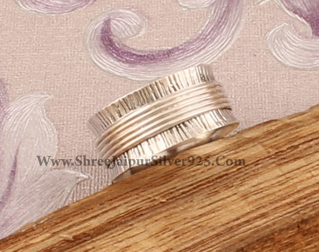 925 Sterling Silver Designer Textured Spinner Rings, Handmade Silver ...