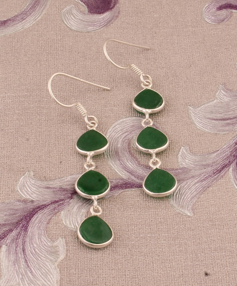 Designer Three Stone Silver Earrings 925 Sterling Silver - Etsy