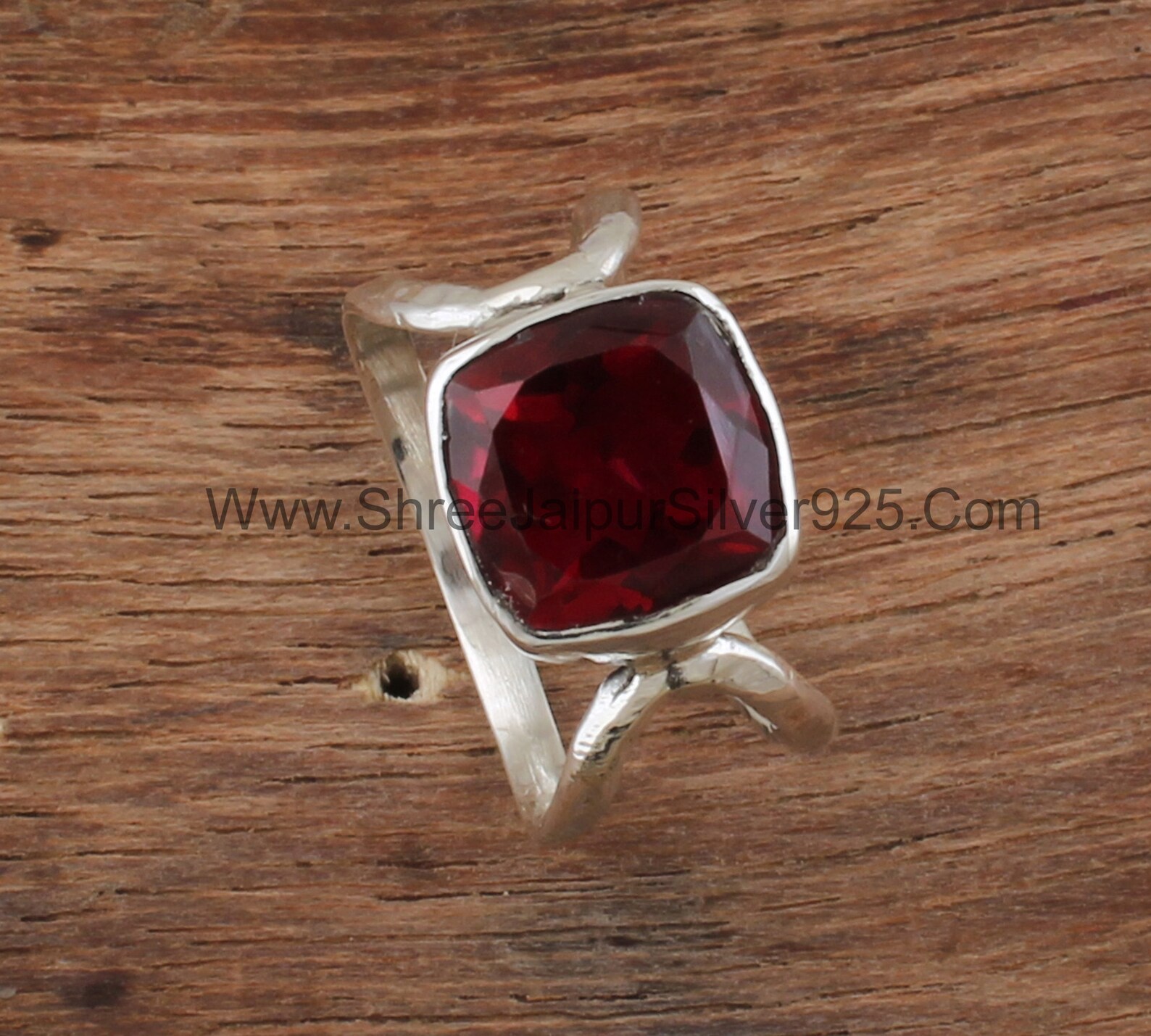 Two Layer Band Ring 925 Sterling Silver Ruby Lite Quartz - Etsy