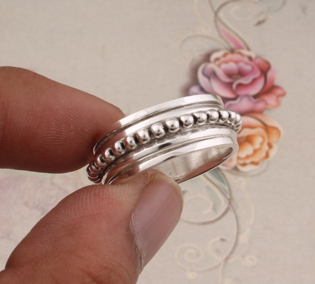 Solid 925 Sterling Silver Spinner Ring for Handmade Spinner Ring, Three Wire Spinner Ring ...