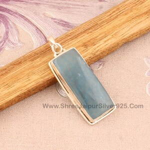 Blue Jade Gemstone Silver Necklace Pendant,925 Sterling Silver Blue ...