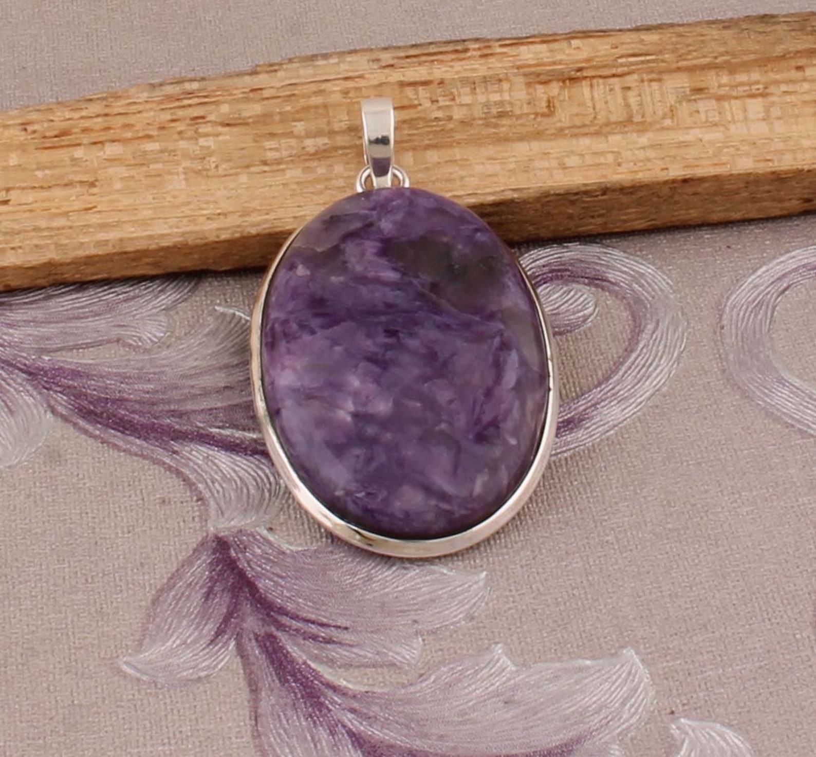 Top Quality Charoite Gemstone Pendant Oval Cabochon Stone | Etsy