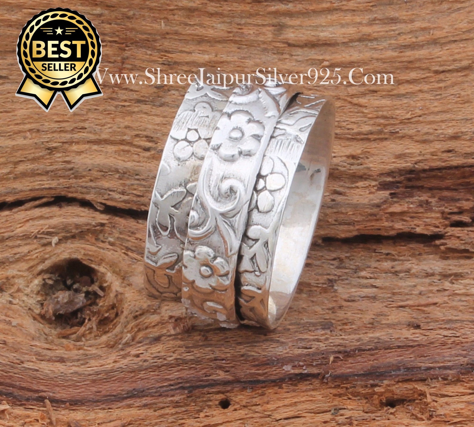 Big Size 925 Sterling Silver Ring SPINNER RING Silver - Etsy