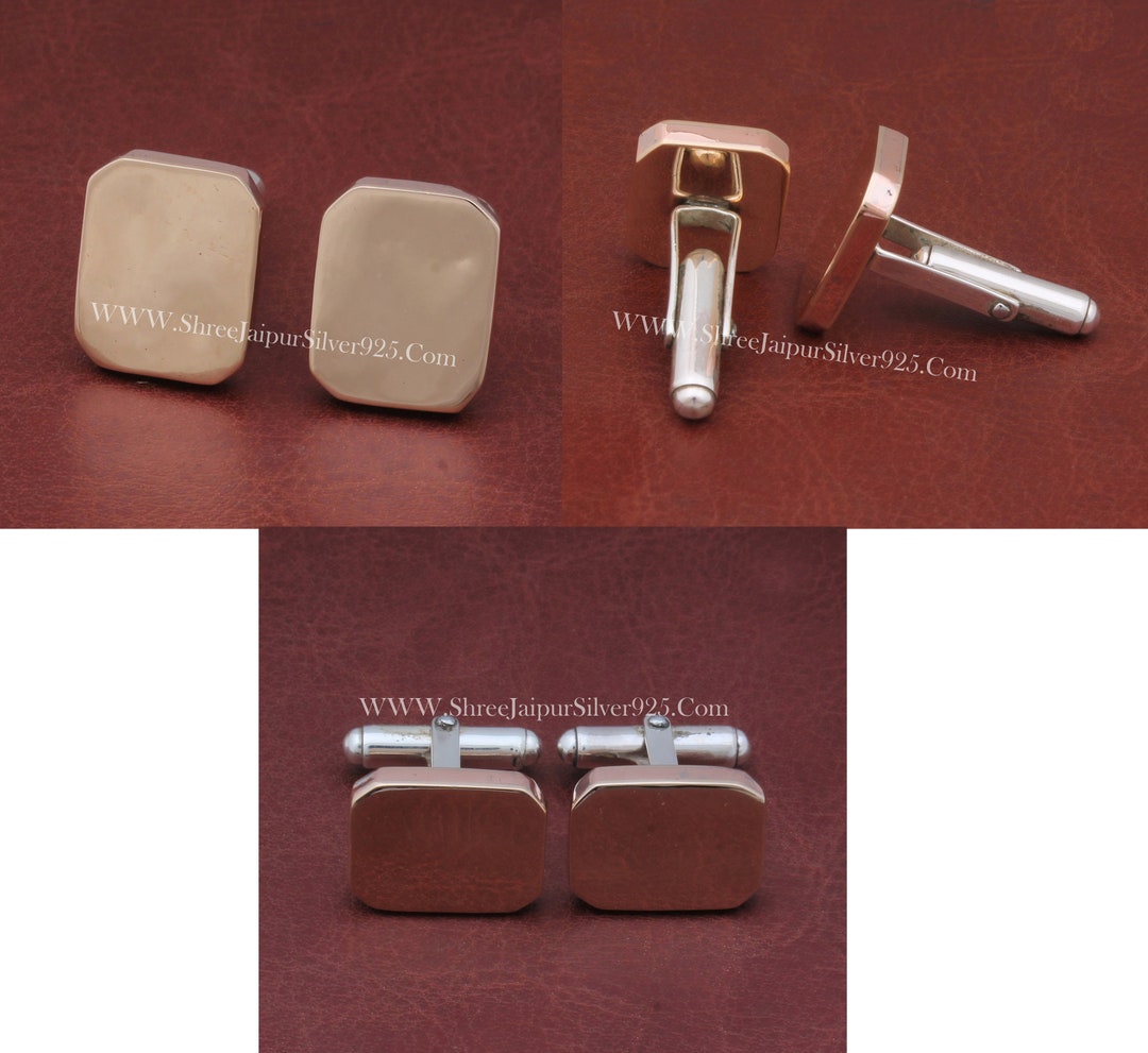 Gentlemen's Solid Silver Cuff Links Solid 925 Sterling Silver & Brass ...