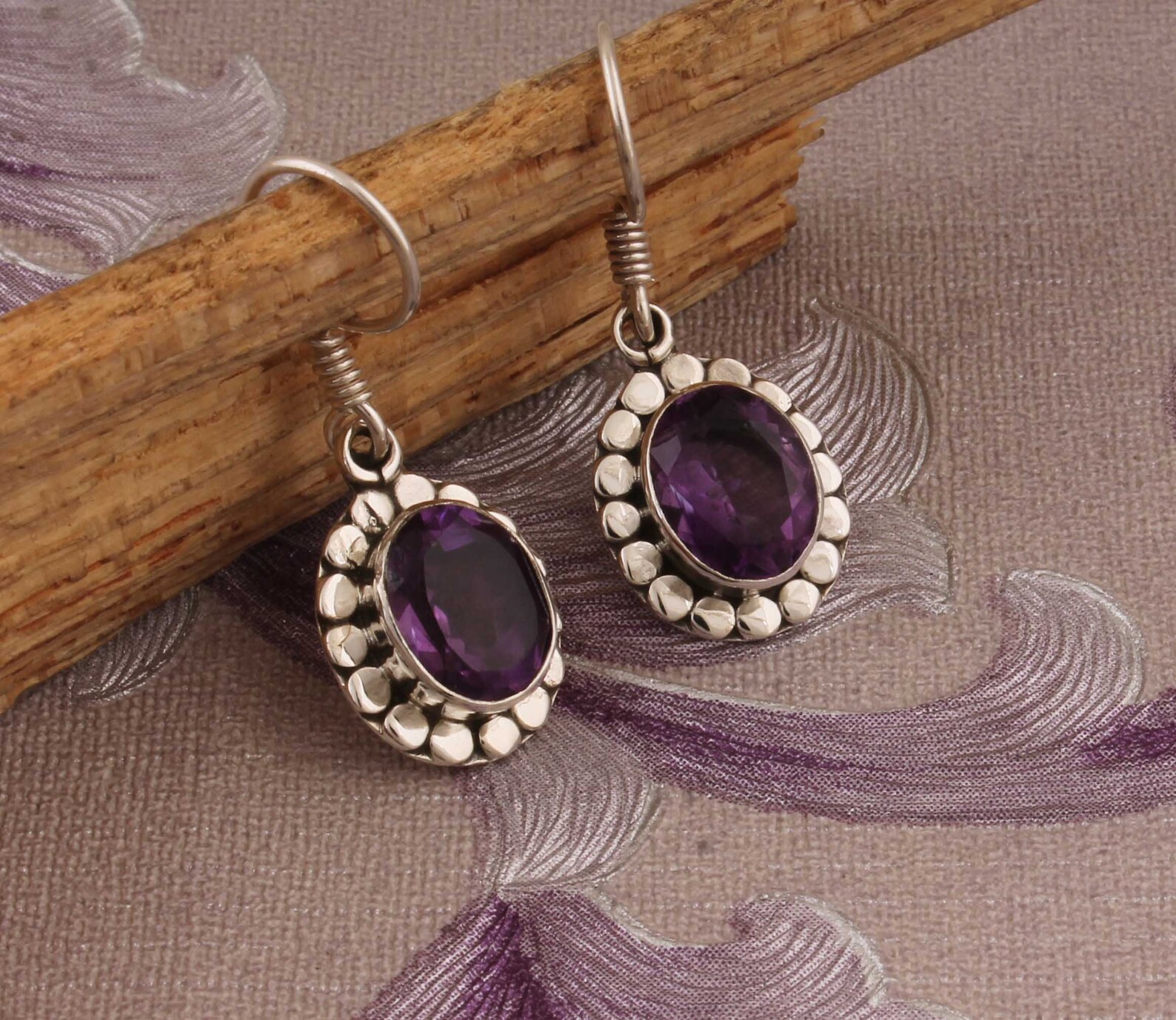 Natural Amethyst Top Quality Gemstone Earring 925-sterling - Etsy