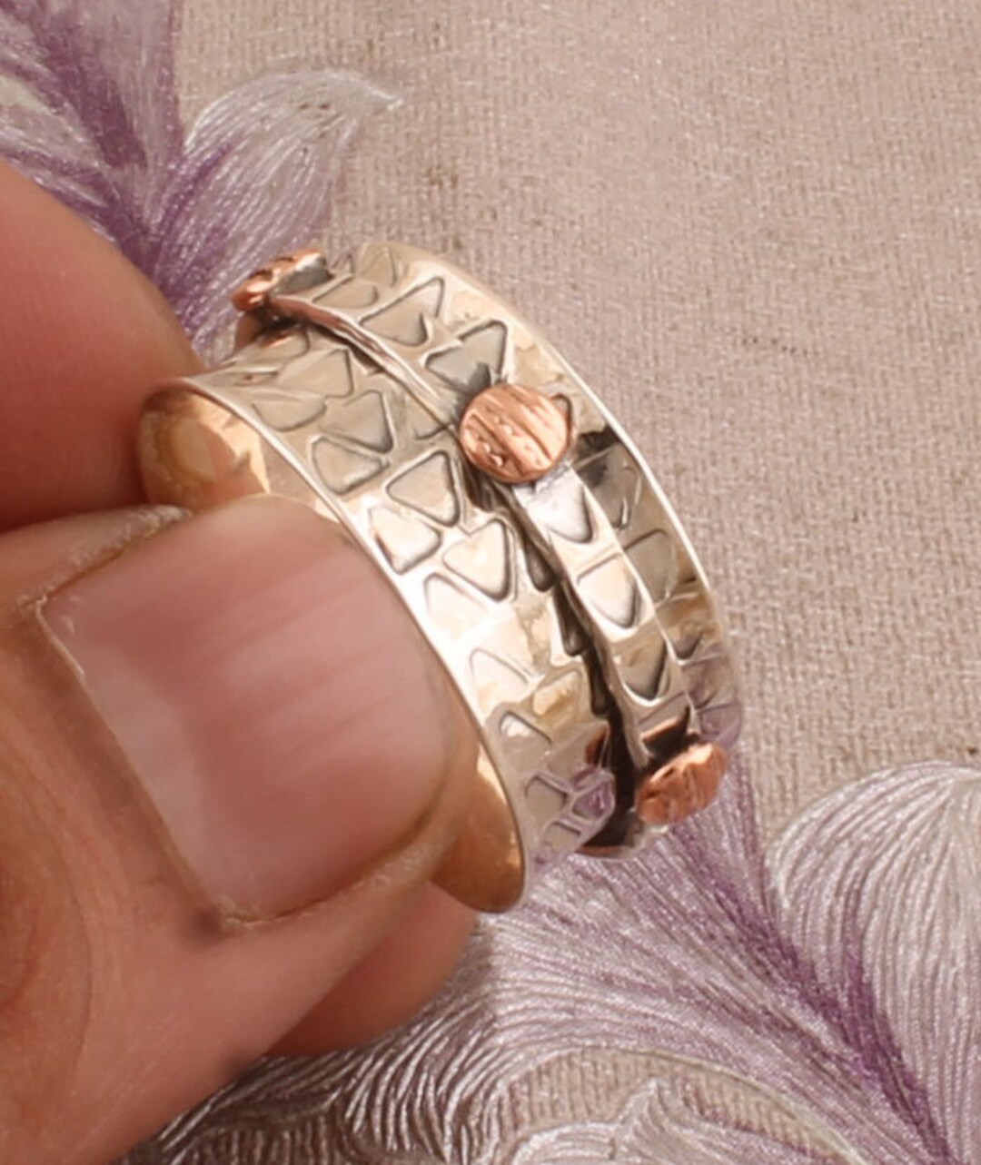 Thumb Ring 925-sterling Silver Ring, Spinner Ring Two Tone ...