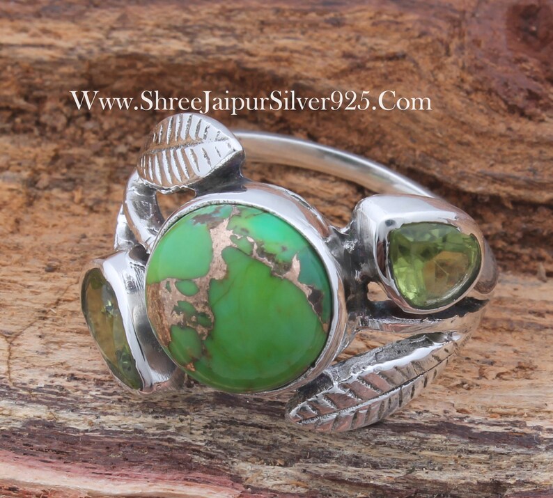Combo Ring Composite Turquoiseperidot Gemstone's Ring - Etsy