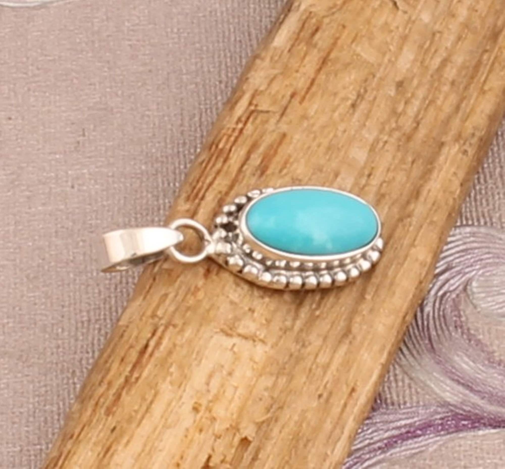 Turquoise Silver Pendant 925 Sterling Silver Pendant Oval | Etsy