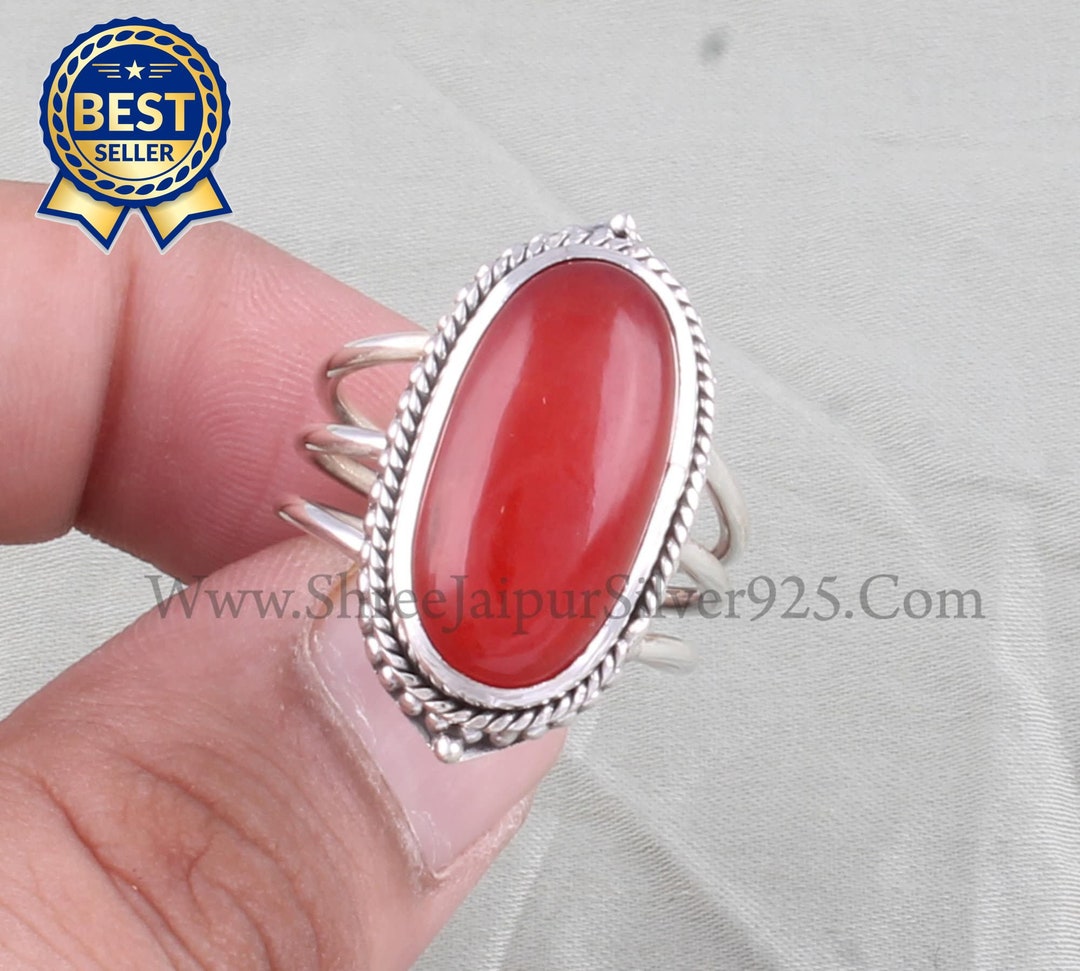 Long Oval Shape Gemstone Three Layer Ring 925 Sterling Silver - Etsy