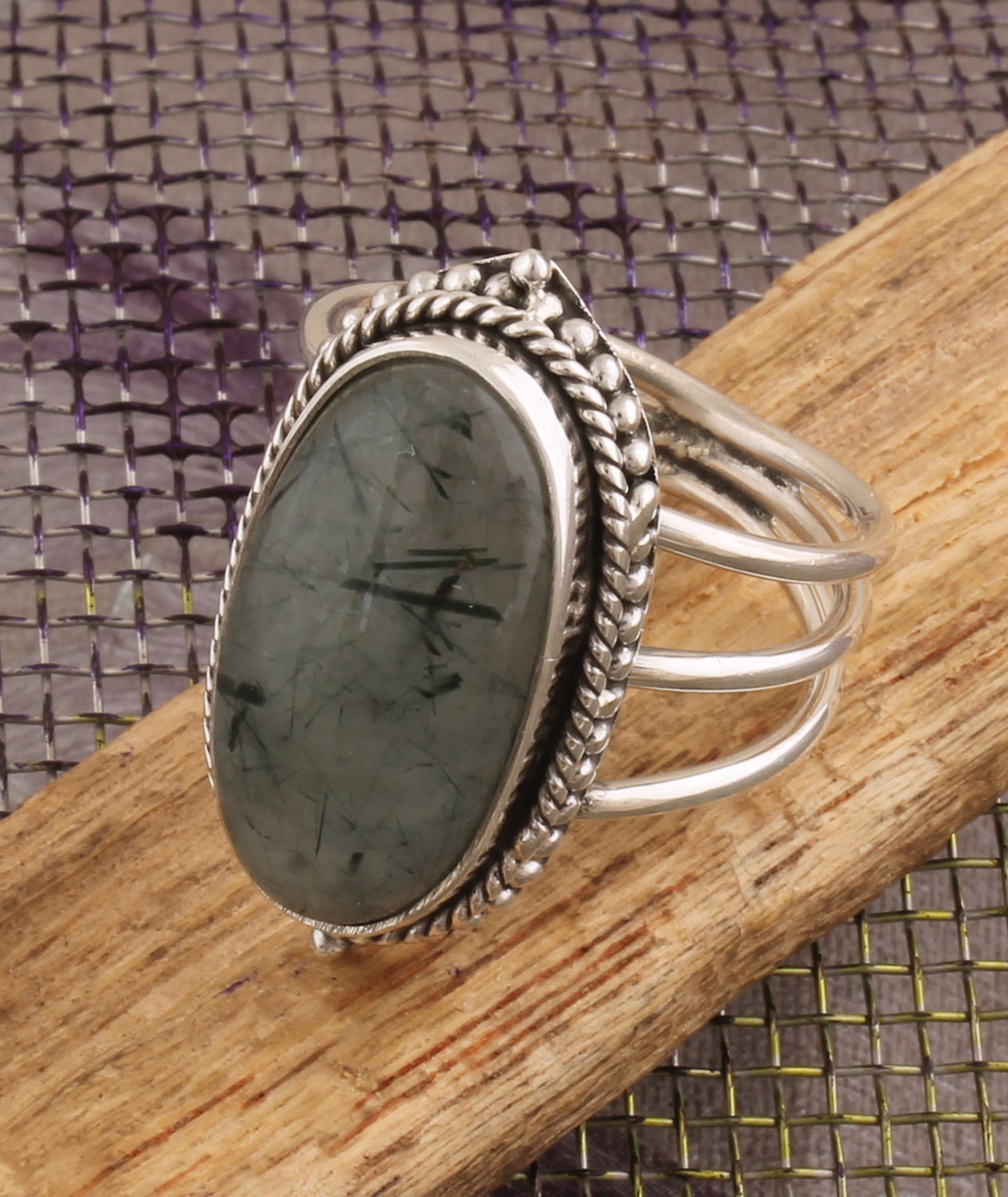 Long Oval Shape Gemstone Three Layer Ring 925 Sterling Silver | Etsy