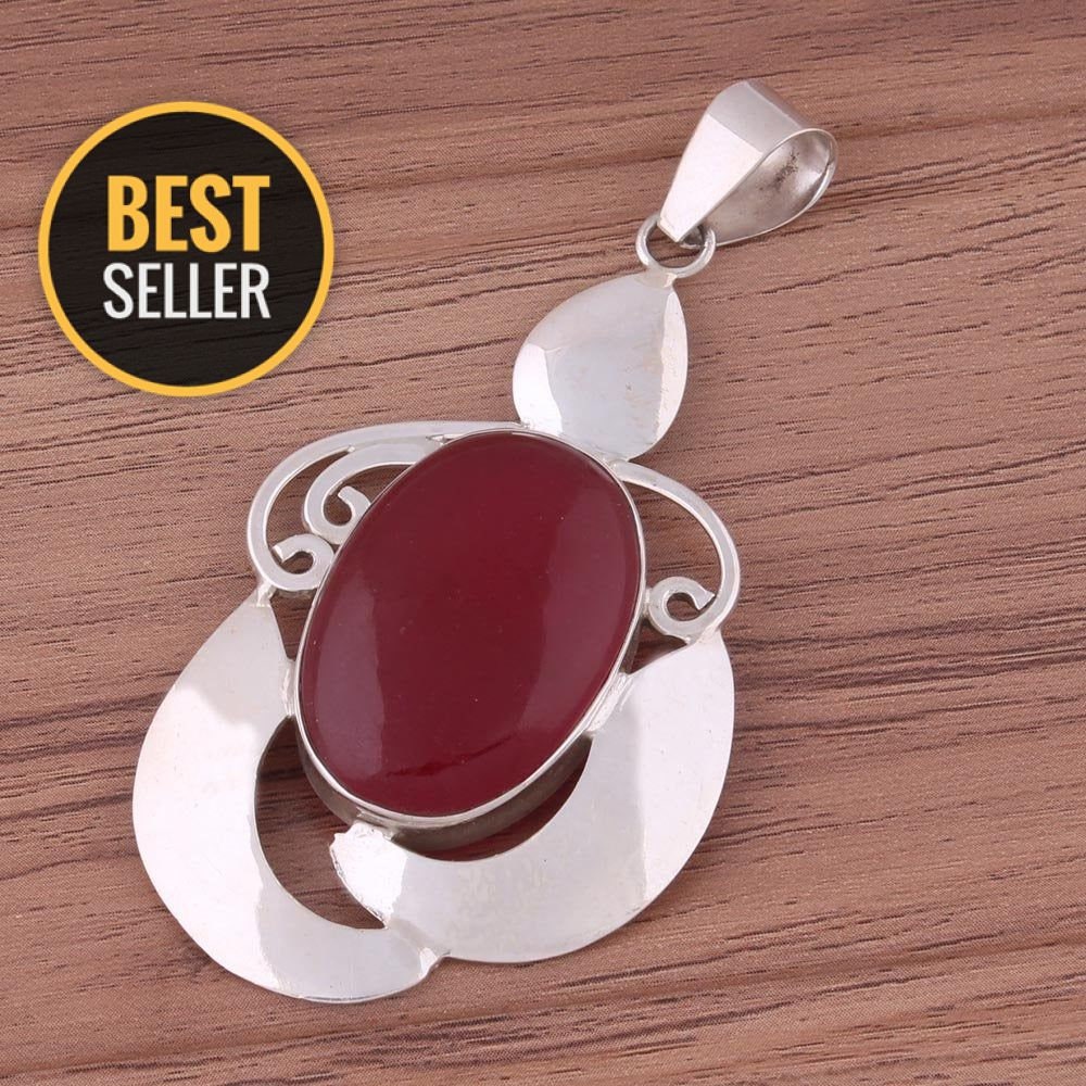 925 sterling silver corundum ruby gemstone pendent Antique | Etsy