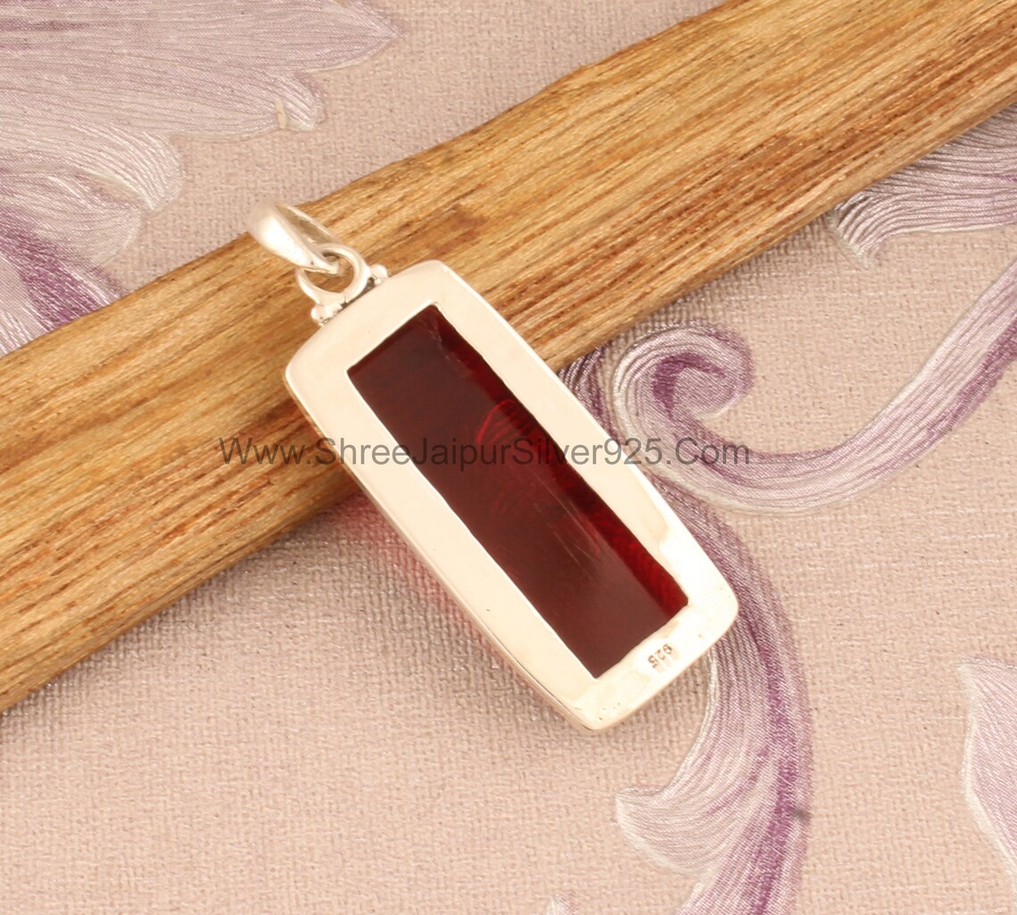 Red Garnet Quartz Solid 925 Sterling Silver Necklace Pendant for Women ...