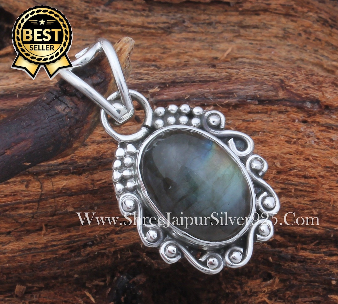 Labradorite Pendant 925 Sterling Silver Pendant Flashy - Etsy