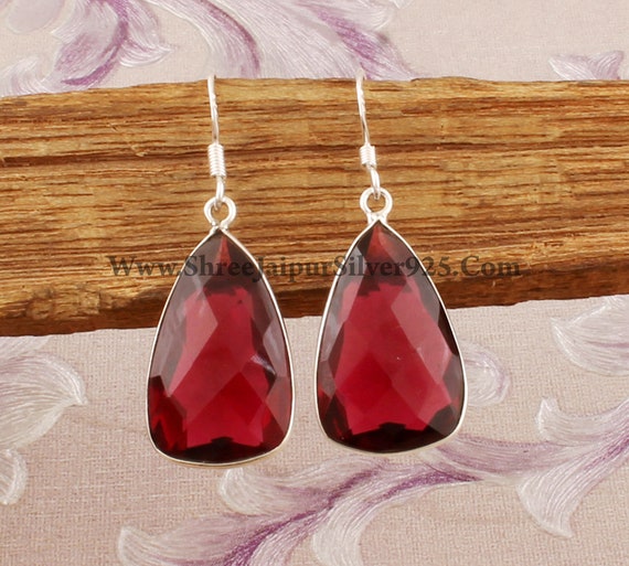 Rubellite Quartz Bezel Set Faceted Trillion 925 Sterling | Etsy