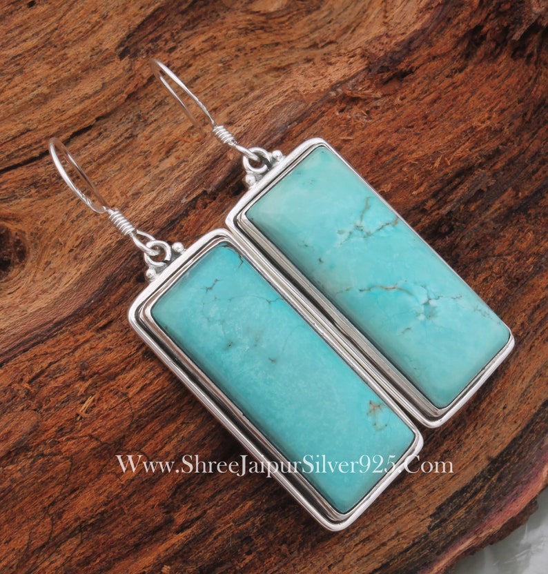 Tibetan Turquoise Rectangle Shape Stone Solid 925 Sterling | Etsy