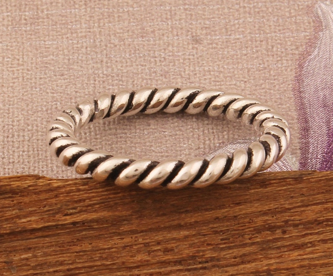 Sterling Silver Twisted Rope Stacking Ring - Etsy
