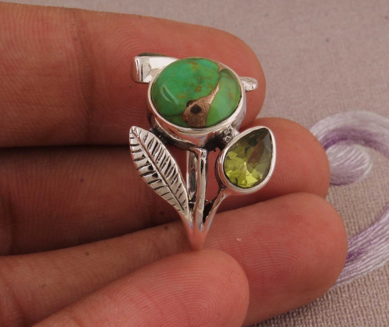 Combo Ring Composite Turquoiseperidot Gemstone's Ring - Etsy