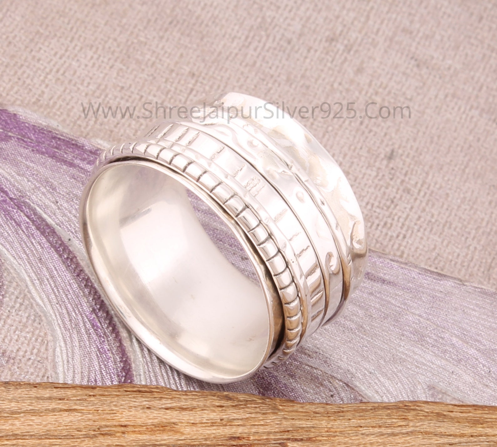 Hammered Solid 925 Sterling Silver Spinner Ring for ETSY - Etsy