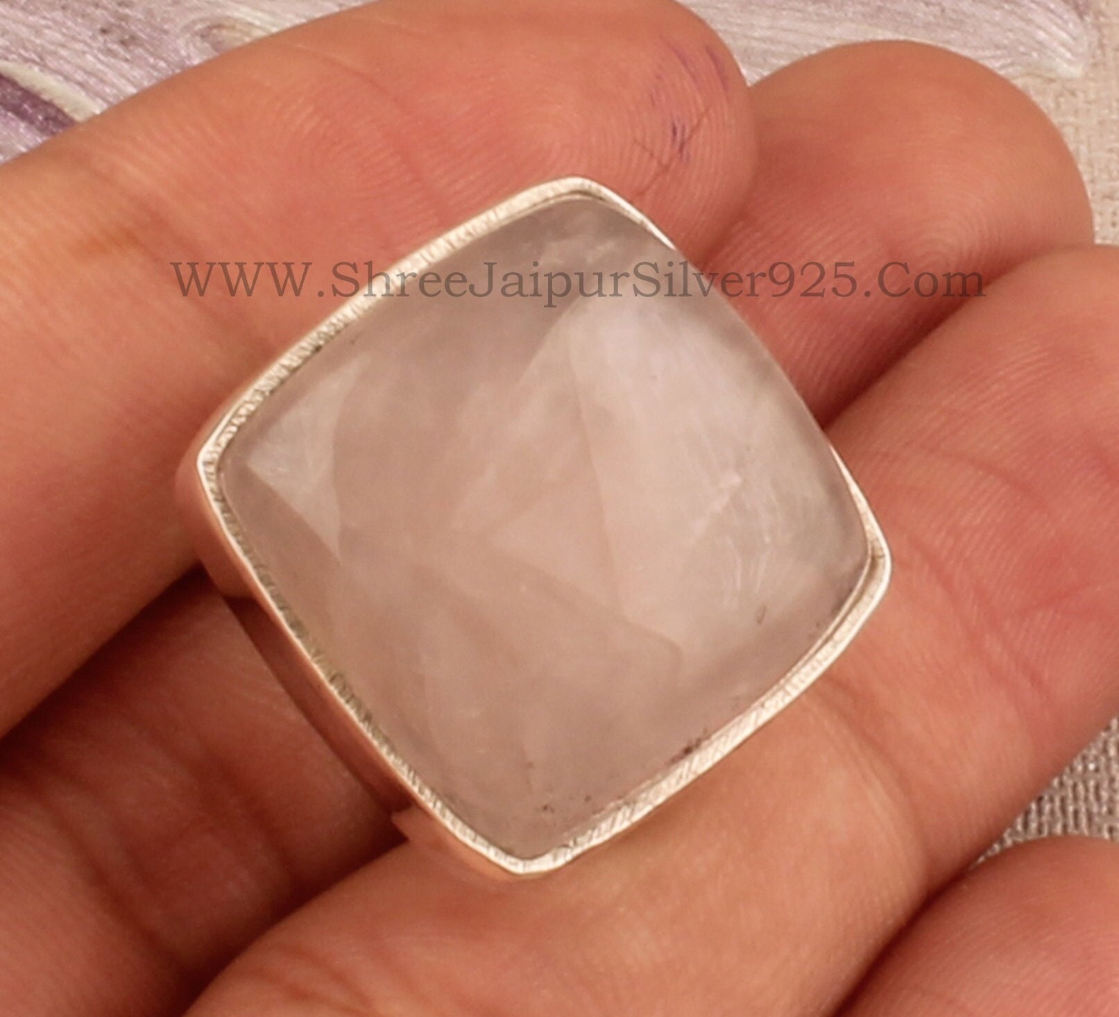 Natural Rose Quartz Top Quality Gemstone Ring Square Shape - Etsy