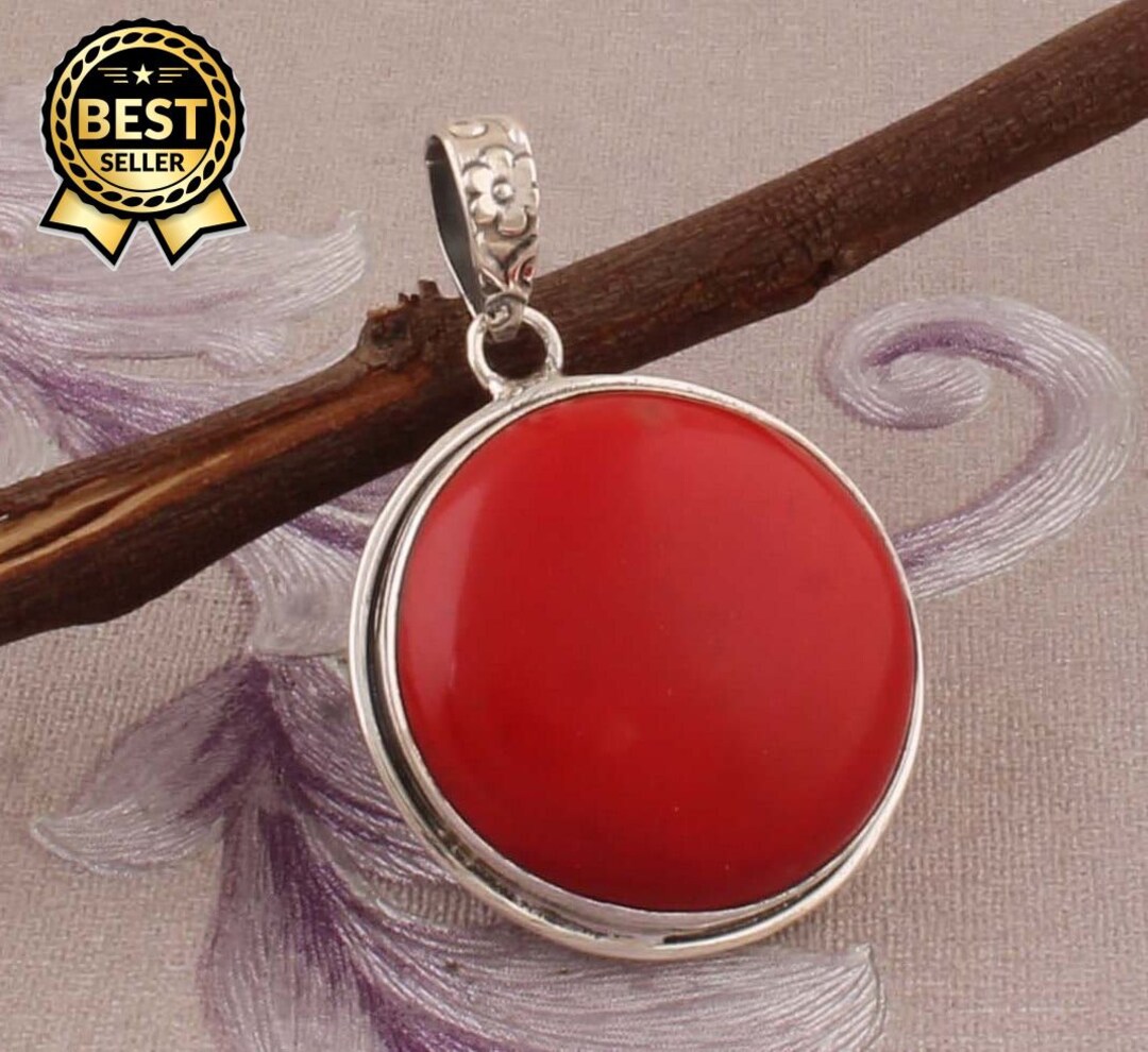 Beautiful Moonga Gemstone Pendant Round Cabochon Stone - Etsy
