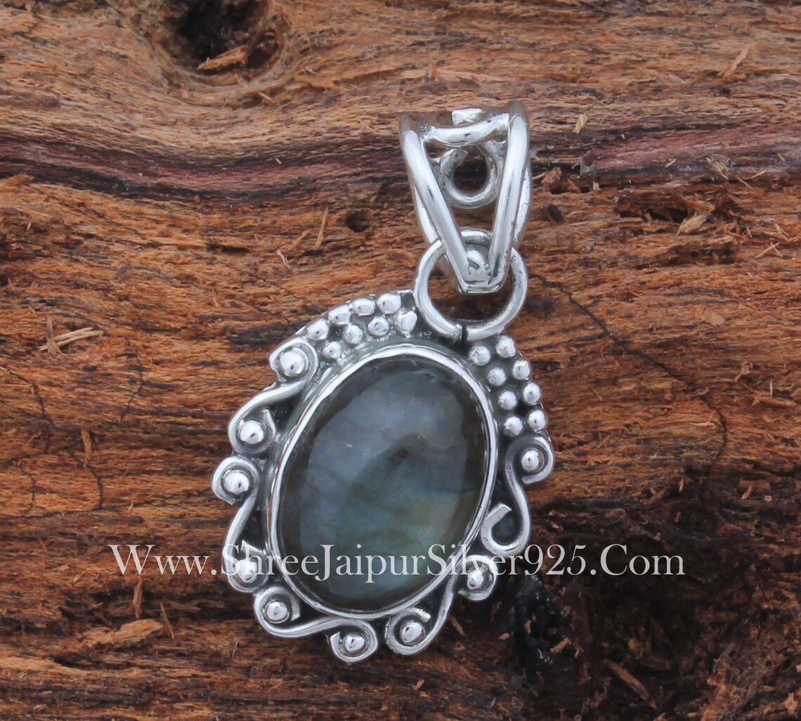 Labradorite Pendant 925 Sterling Silver Pendant Flashy - Etsy