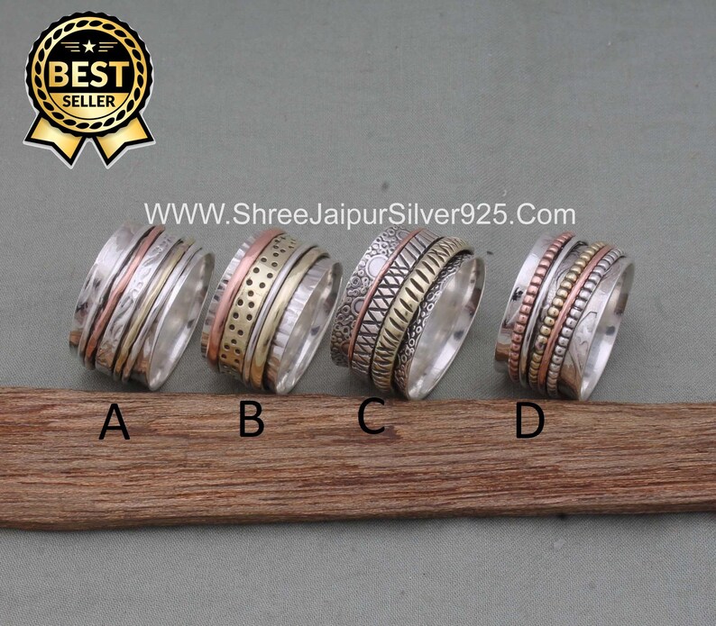 Spinner's 925 Sterling Solid Silver Ring Fidget Anxiety - Etsy