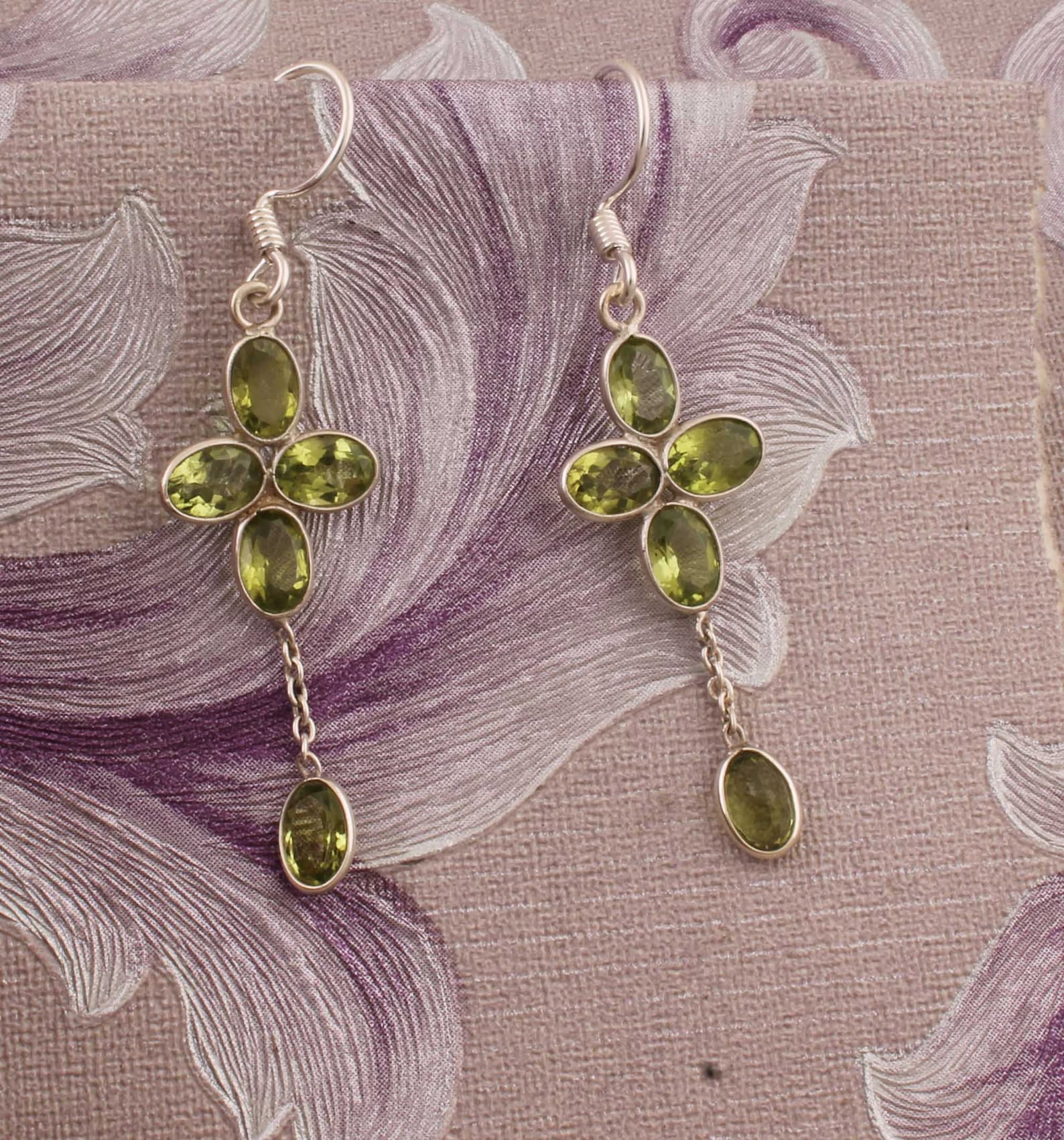 Natural Beautiful Peridot Top Quality Gemstone Earring | Etsy