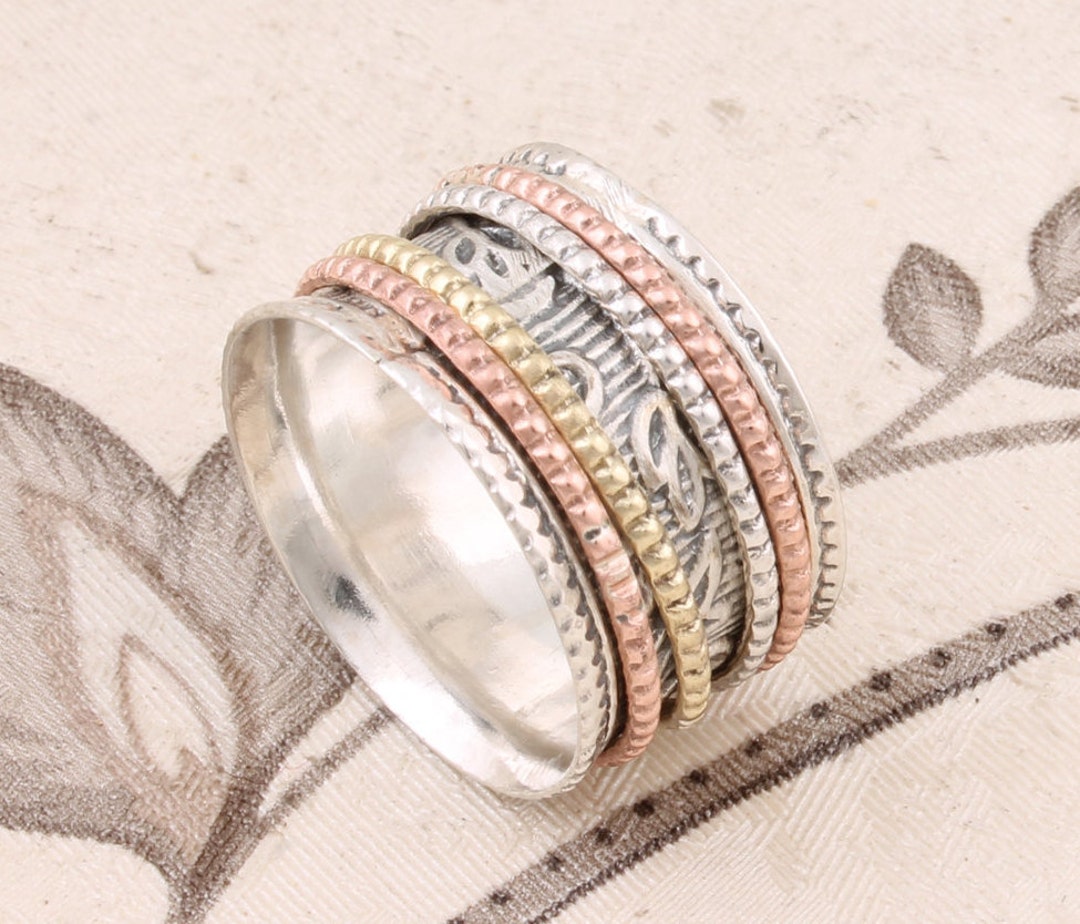 925 Sterling Silver Spinner Ring: Big Size Thumb Ring, Handmade - Etsy