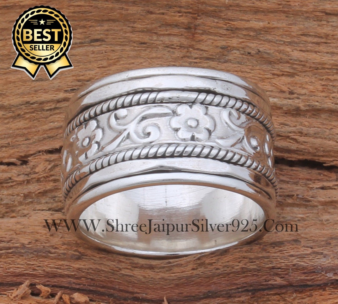 Big Size 925 Sterling Silver Ring SPINNER RING Silver - Etsy