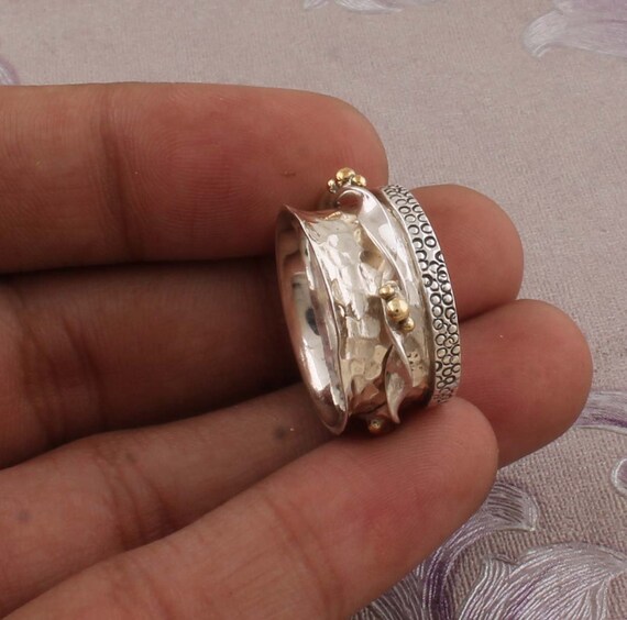 Two Tone Ring 925-Sterling Silver RingSpinner RingAntique | Etsy