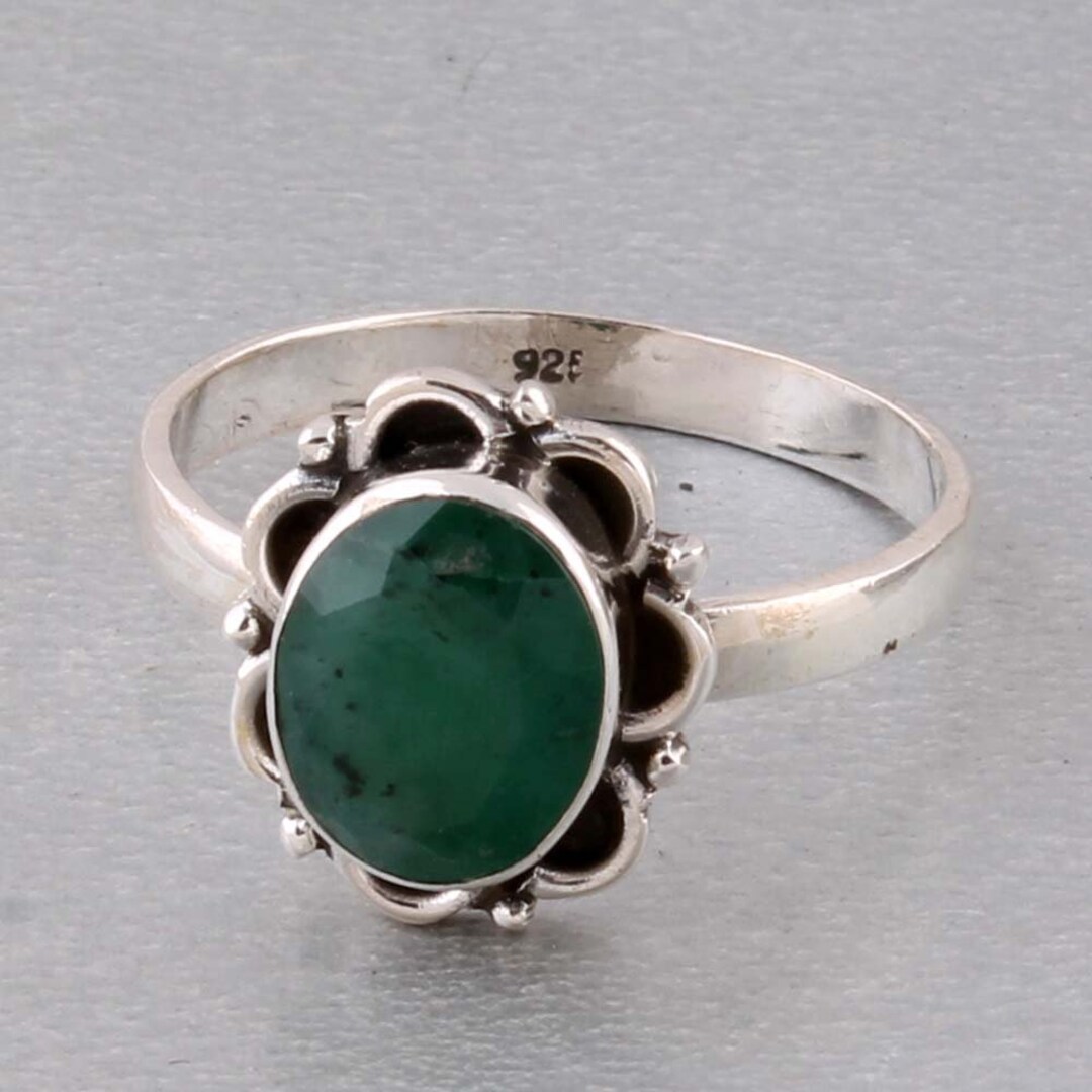 925-sterling Silver Solid Ring Natural Emerald Top Quality Gemstone ...